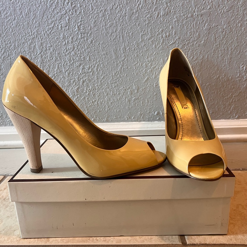 Pale Yellow Patent Heels - Gem